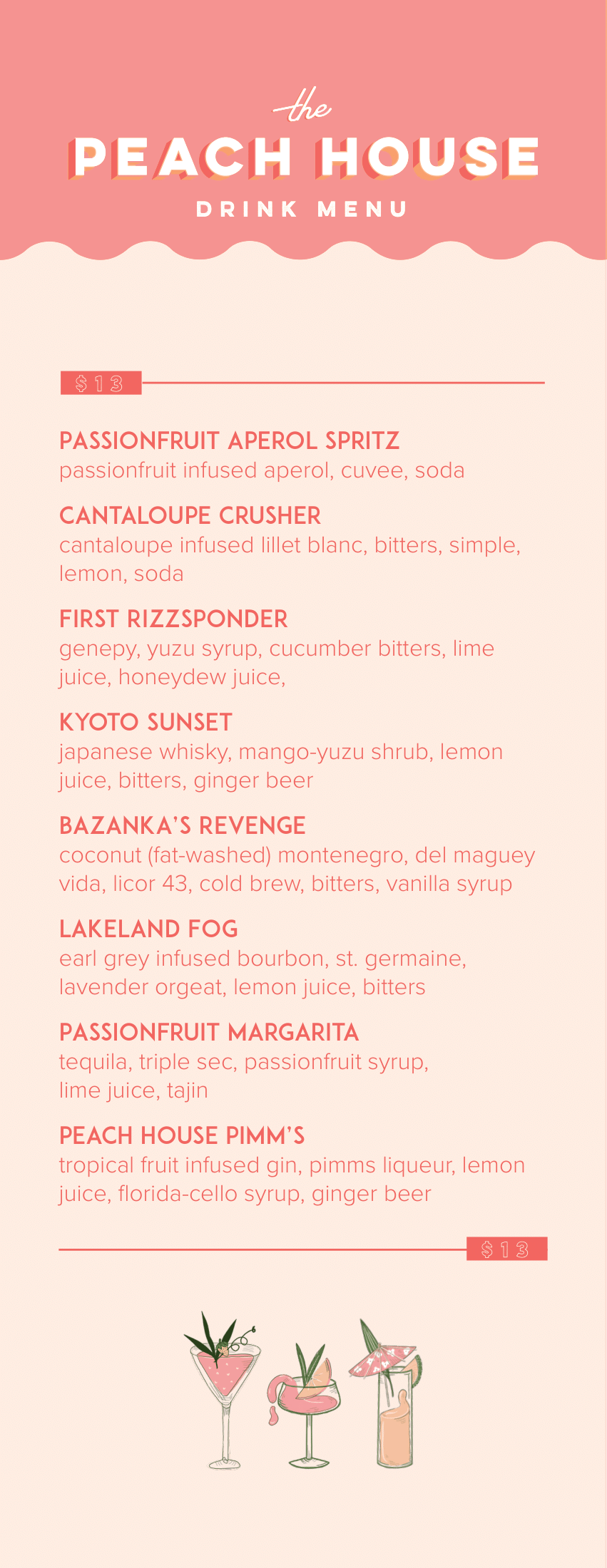 Peach House Lakeland - Drink Menu